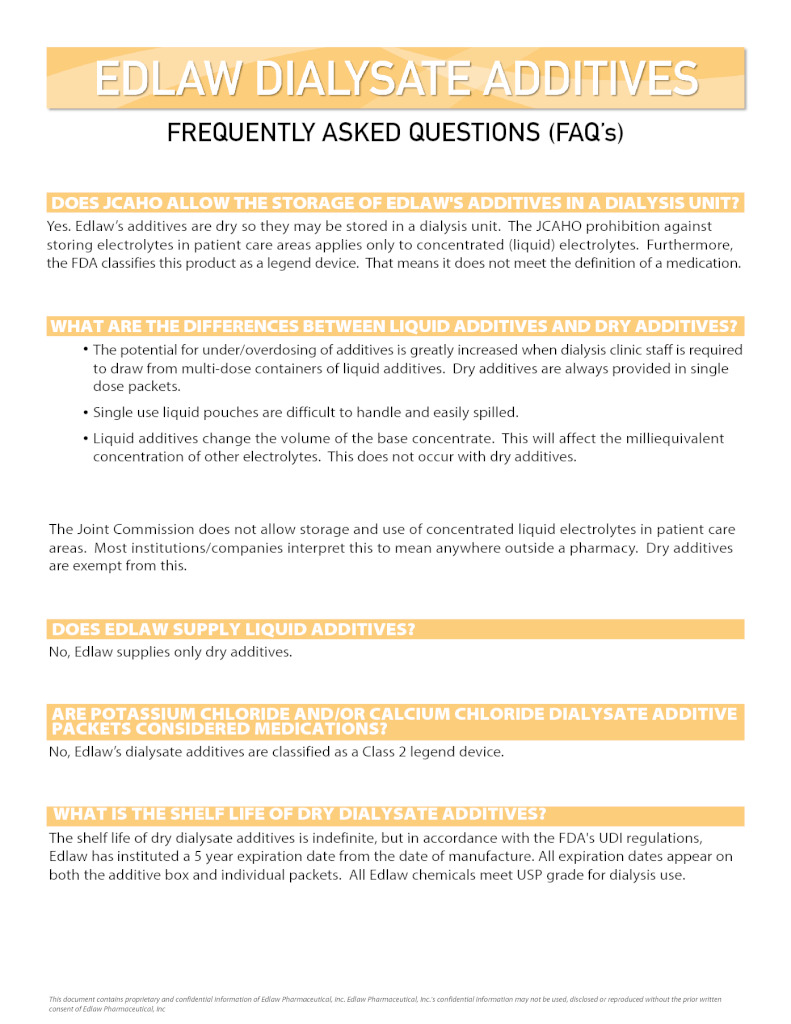 Dialysate Additives - Edlaw Pharmaceuticals, Inc.